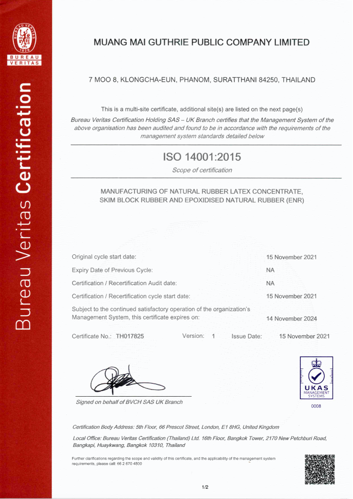 CERTIFICATE | Muang Mai Guthrie PCL